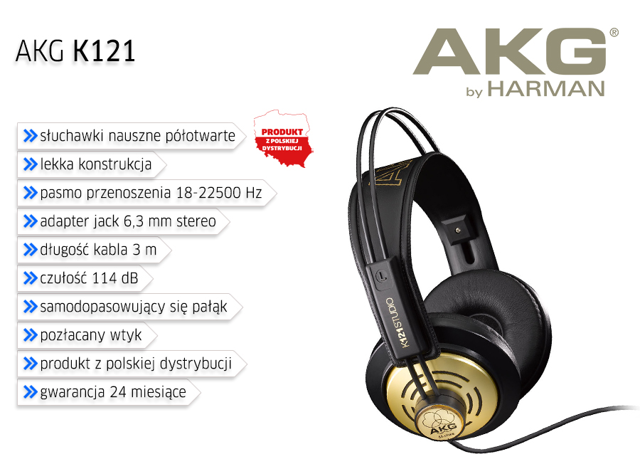 AKG K121 STUDIO czarno-złote - Słuchawki przewodowe - Sklep internetowy - al.to