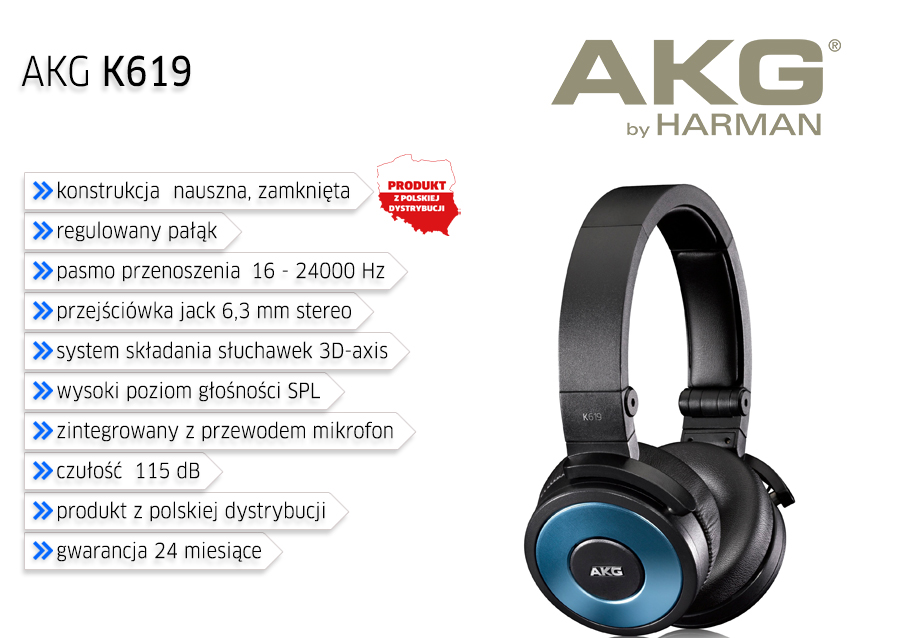 AKG K619 niebieskie (nauszne) - Słuchawki przewodowe - Sklep komputerowy - x-kom.pl