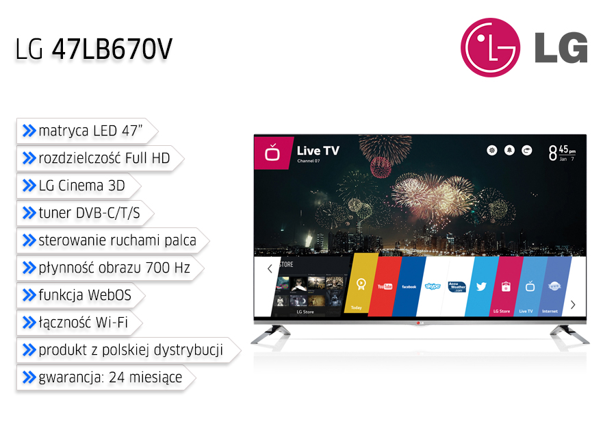 LG 47LB670V 3D/SmartTV/FullHD/700Hz/USB/WiFi/3xHDMI - Telewizory 44 ... LG 47LB670V 3D/SmartTV/FullHD/700Hz/USB/WiFi/3xHDMI - Telewizory 44 ...